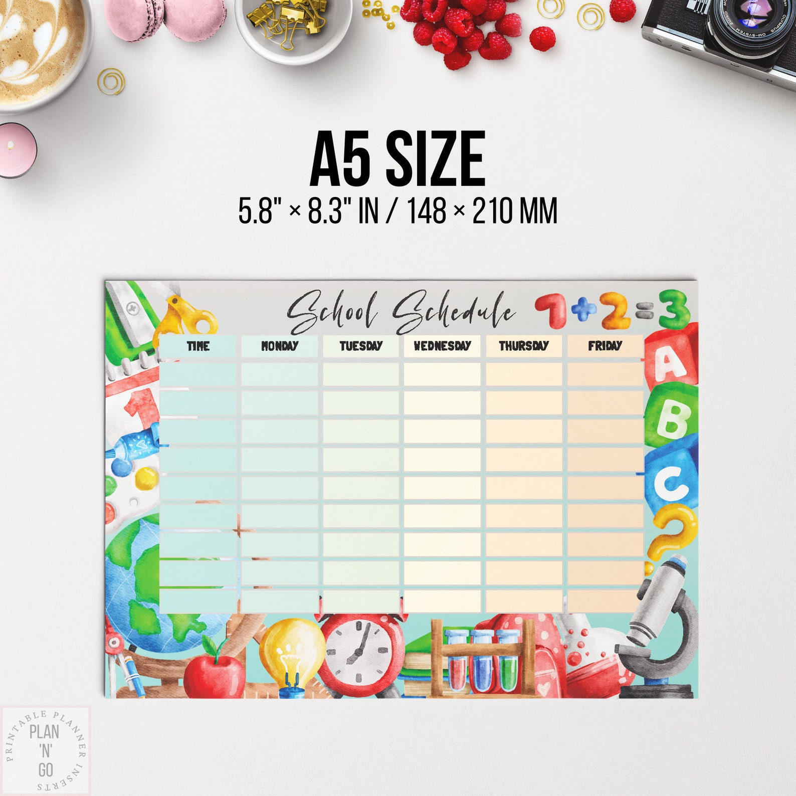 Editable School Schedule for Kids, School Supplies Theme, Printable ...