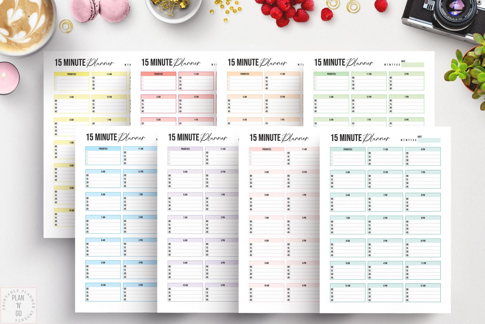 15 Minute Planner, Printable Daily Schedule, Undated Daily Planner ...