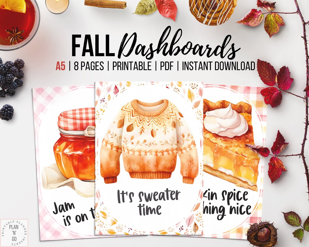 Fall Dashboard, Printable Autumn Planner, Fall Journal, Pumpkin Spice ...