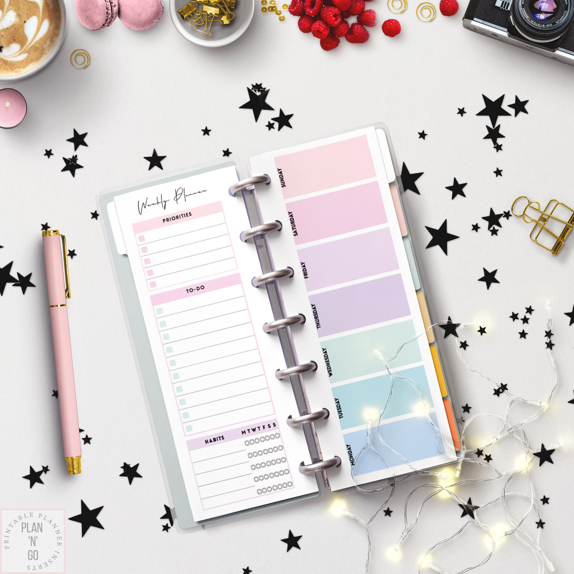 Skinny Mini, Weekly Horizontal Printable, Weekly Undated Planner Insert ...