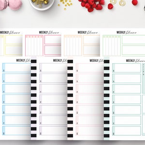 Weekly Horizontal Planner, Printable Undated Weekly Planner Template ...