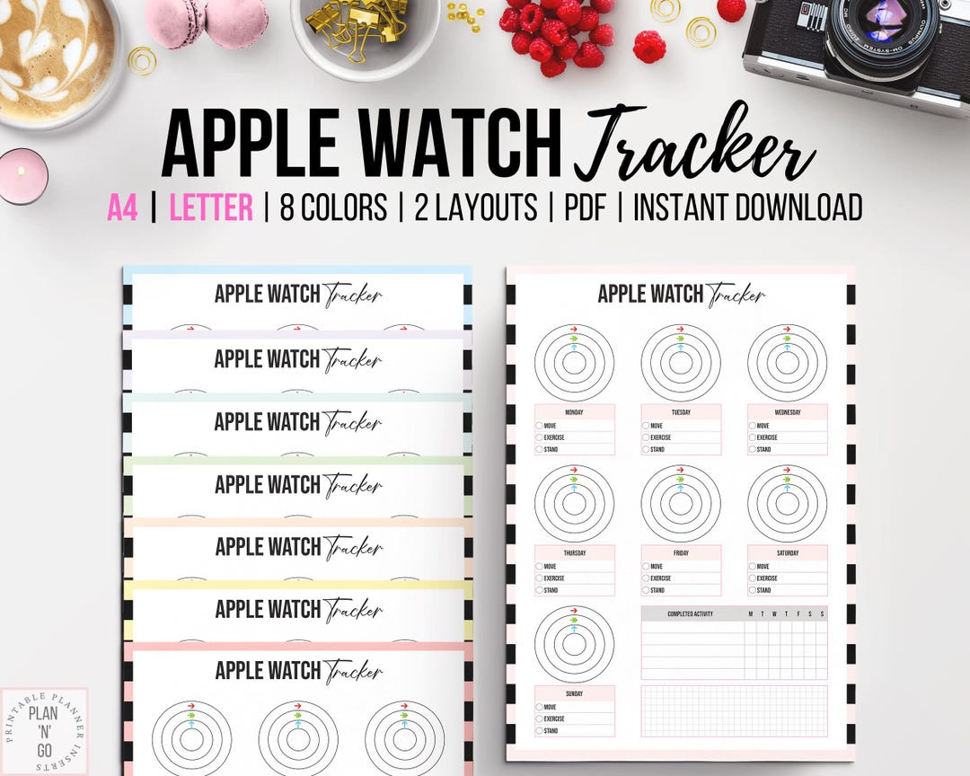 Printable Apple Watch Tracker, Fitness Journal, Workout Tracker ...