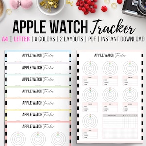 Printable Apple Watch Tracker, Fitness Journal, Workout Tracker ...