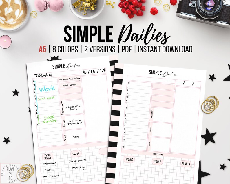 Printable Daily Planner, Day Organizer, Undated Planner, Hourly ...