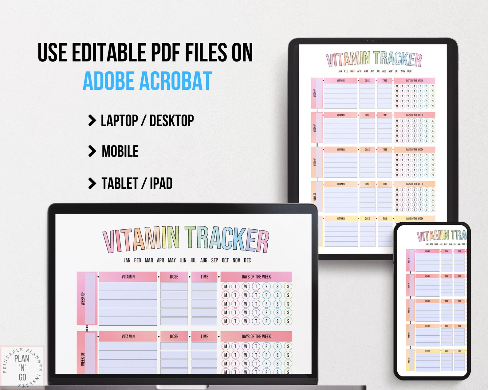 Editable Vitamin Tracker, Printable Vitamin Cheat Sheet, Health Tracker ...