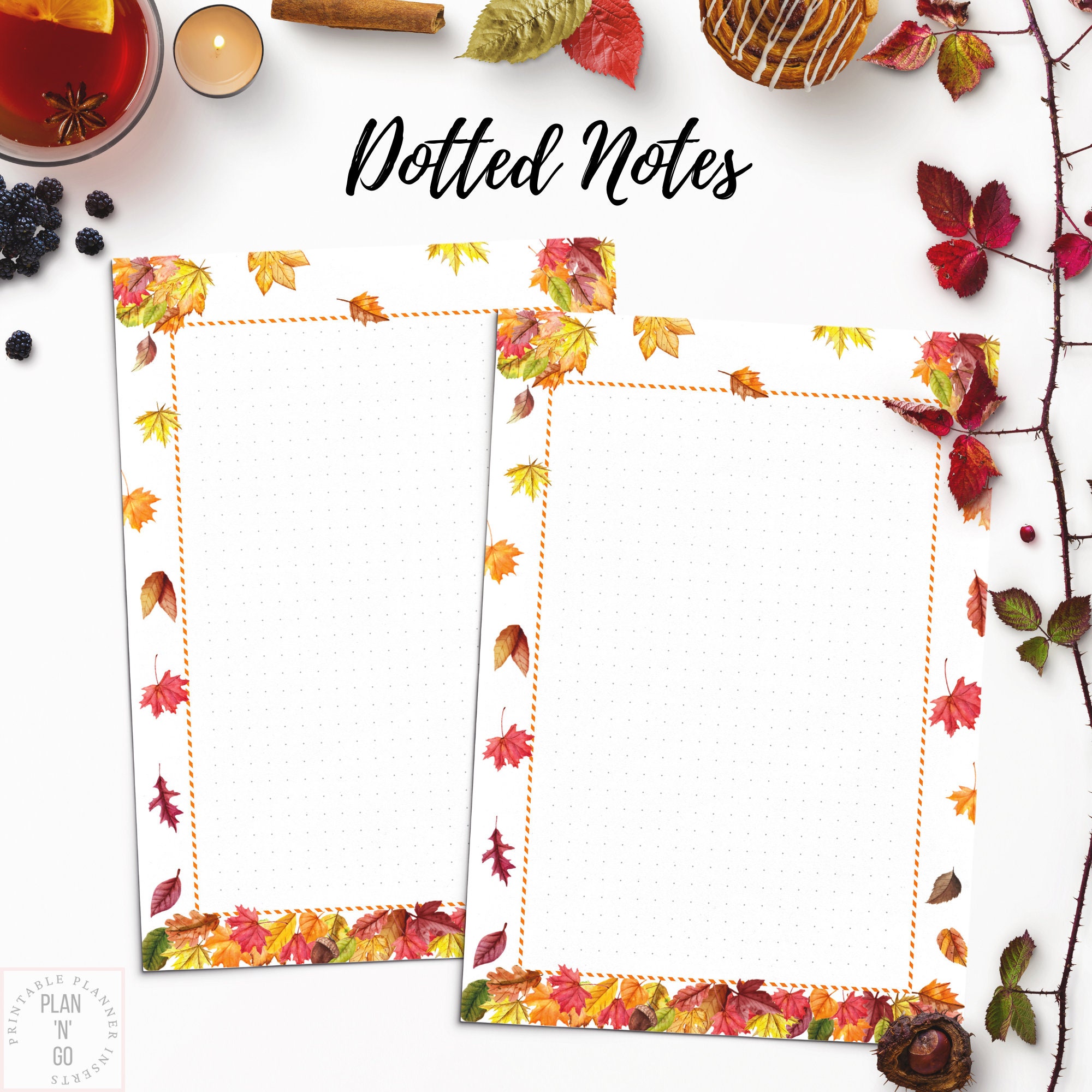 Fall Notes, Printable Notes Paper, Autumn Themed Writing Paper, Grid ...