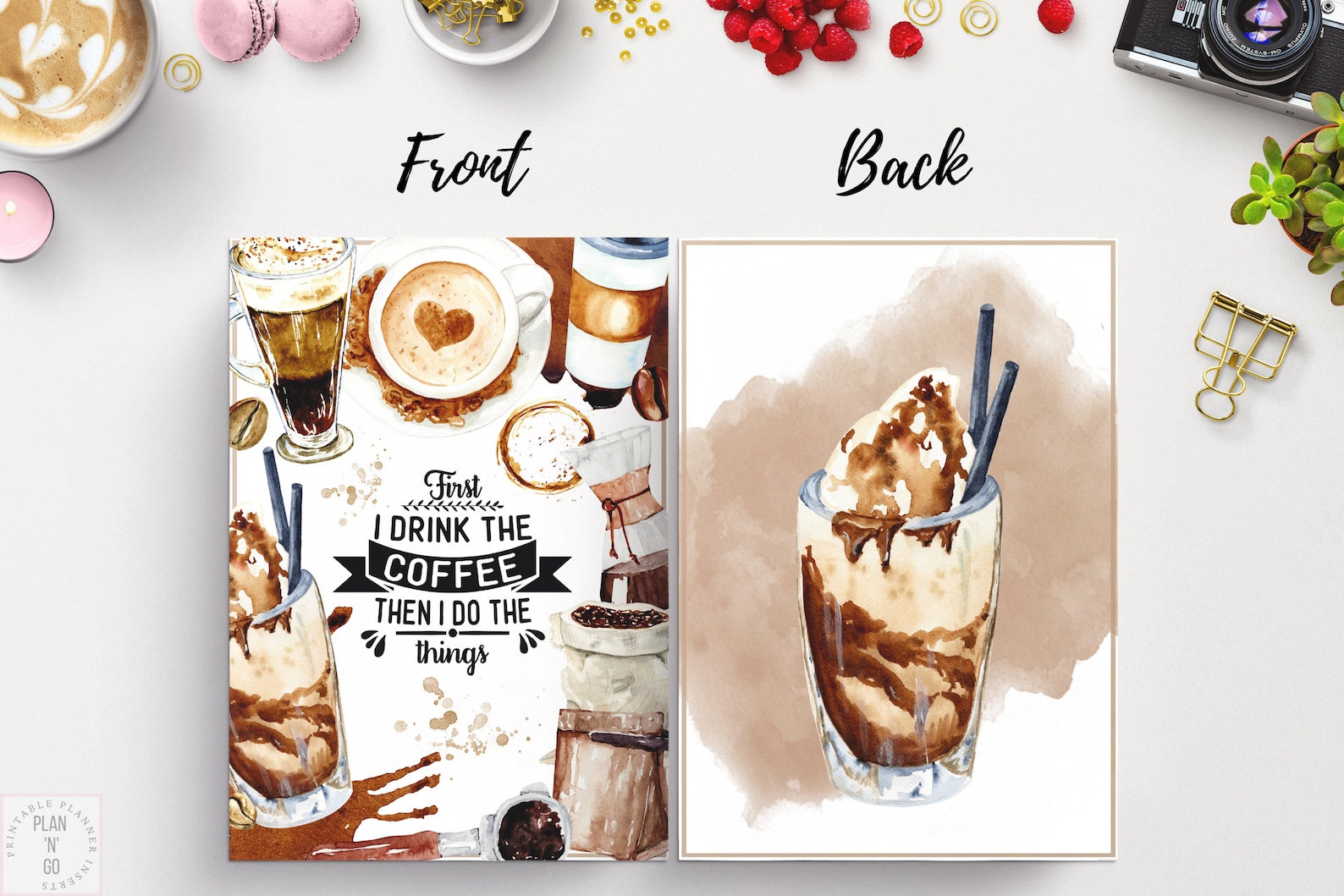 Coffee Planner Dashboard, Printable Planner Cover, Set of 4, Coffee ...