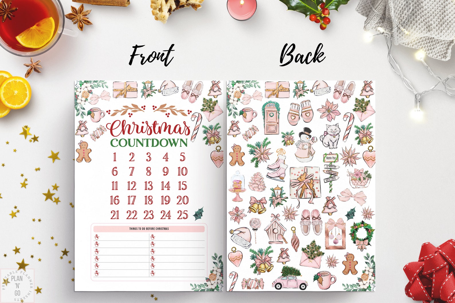 Christmas Countdown Printable Advent Calendar Days Until - Etsy