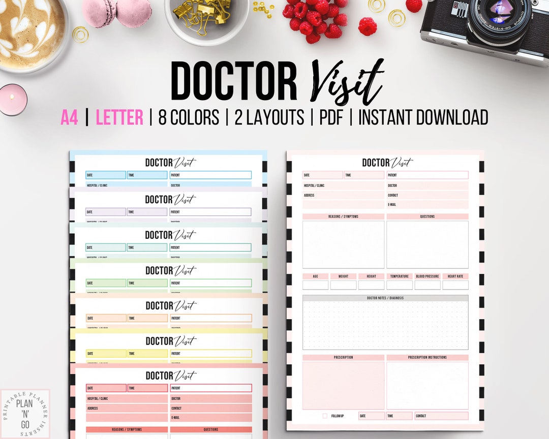 Nota médica para impressão, planejador de consultas médicas, consulta ...