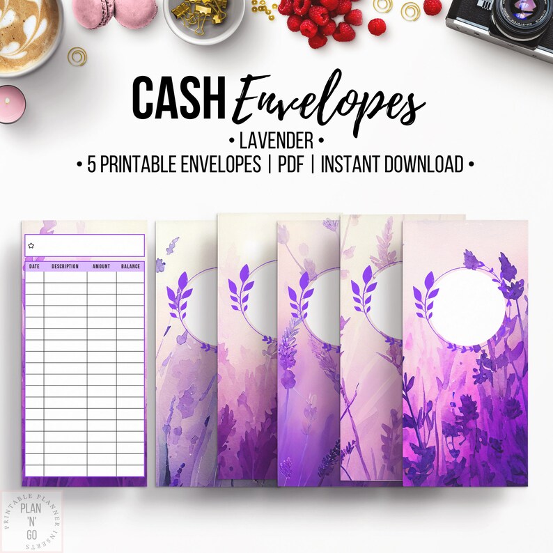 Printable Cash Envelope, Cash Tracker, Lavender Download, Envelope ...