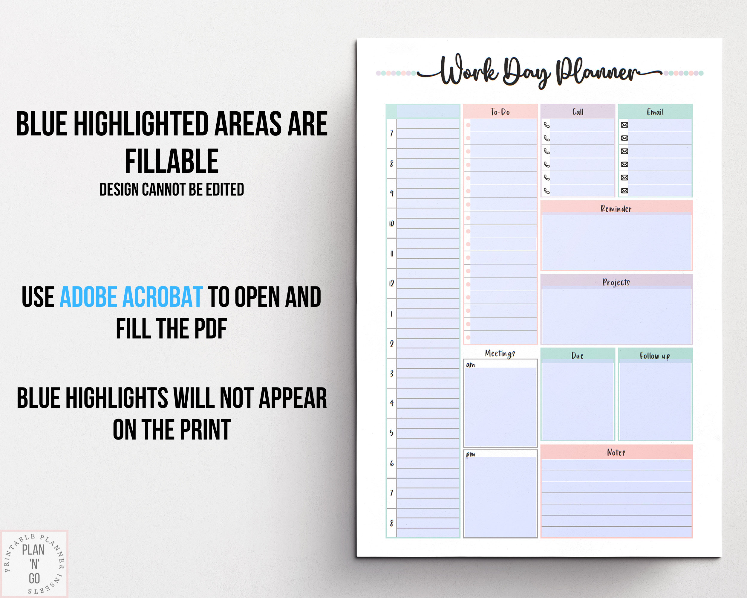 Editable Work Day Organizer, Business To-do List and Printable Office ...