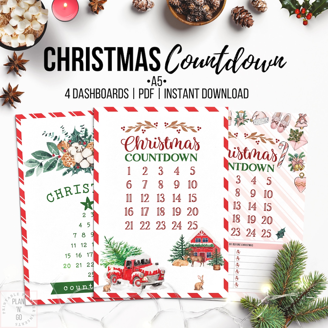Christmas Countdown, Printable Advent Calendar, Days Until Christmas ...
