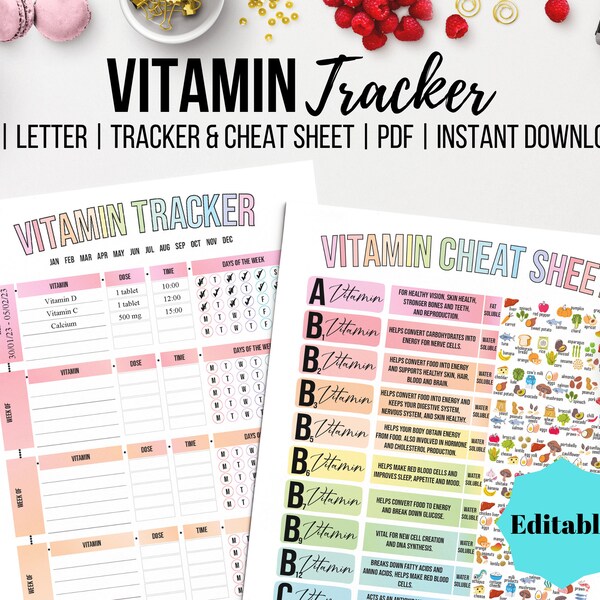 Vitamin Chart - Etsy