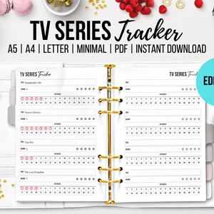Editable TV Series Tracker, Printable TV Show, TV Series Journal ...