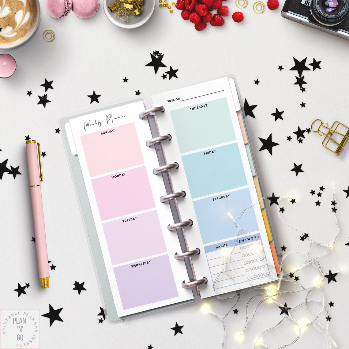 Skinny Mini, Weekly Horizontal Printable, Weekly Undated Planner Insert ...