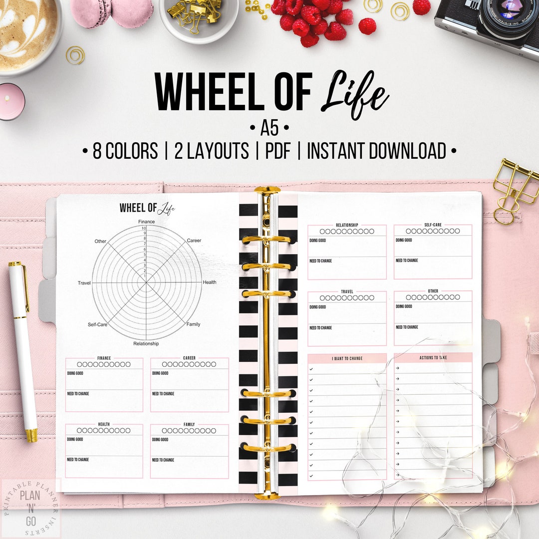 Wheel of Life Planner, Printable Life Balance, Personal Development ...