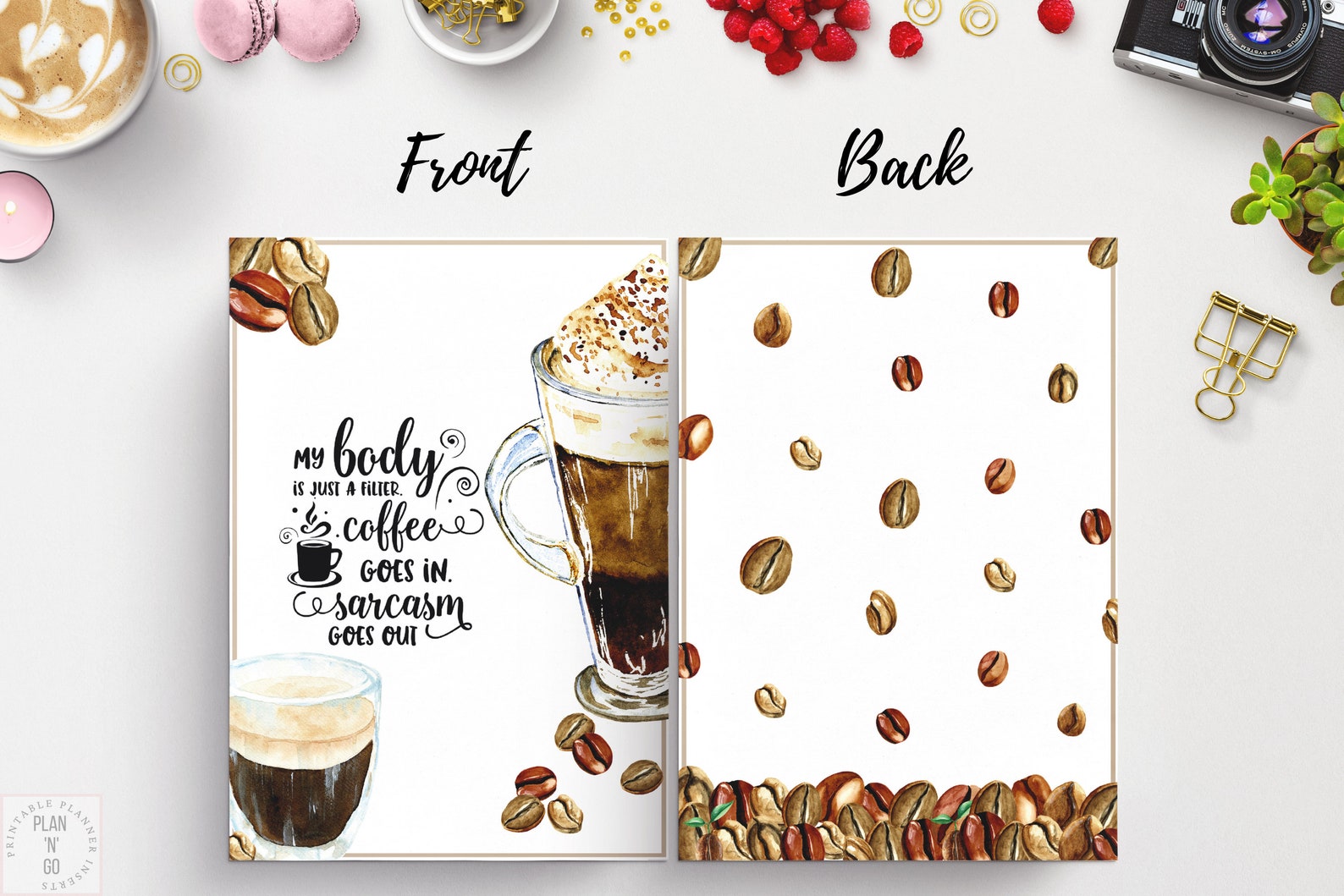 Coffee Planner Dashboard, Printable Planner Cover, Set of 4, Coffee ...