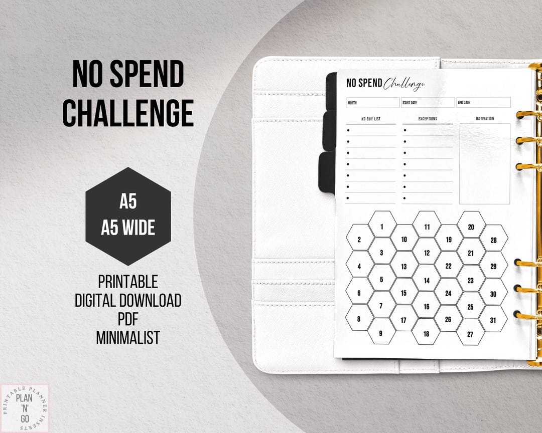 No Spend Challenge Printable, Savings Tracker, Money Saving Challenge ...