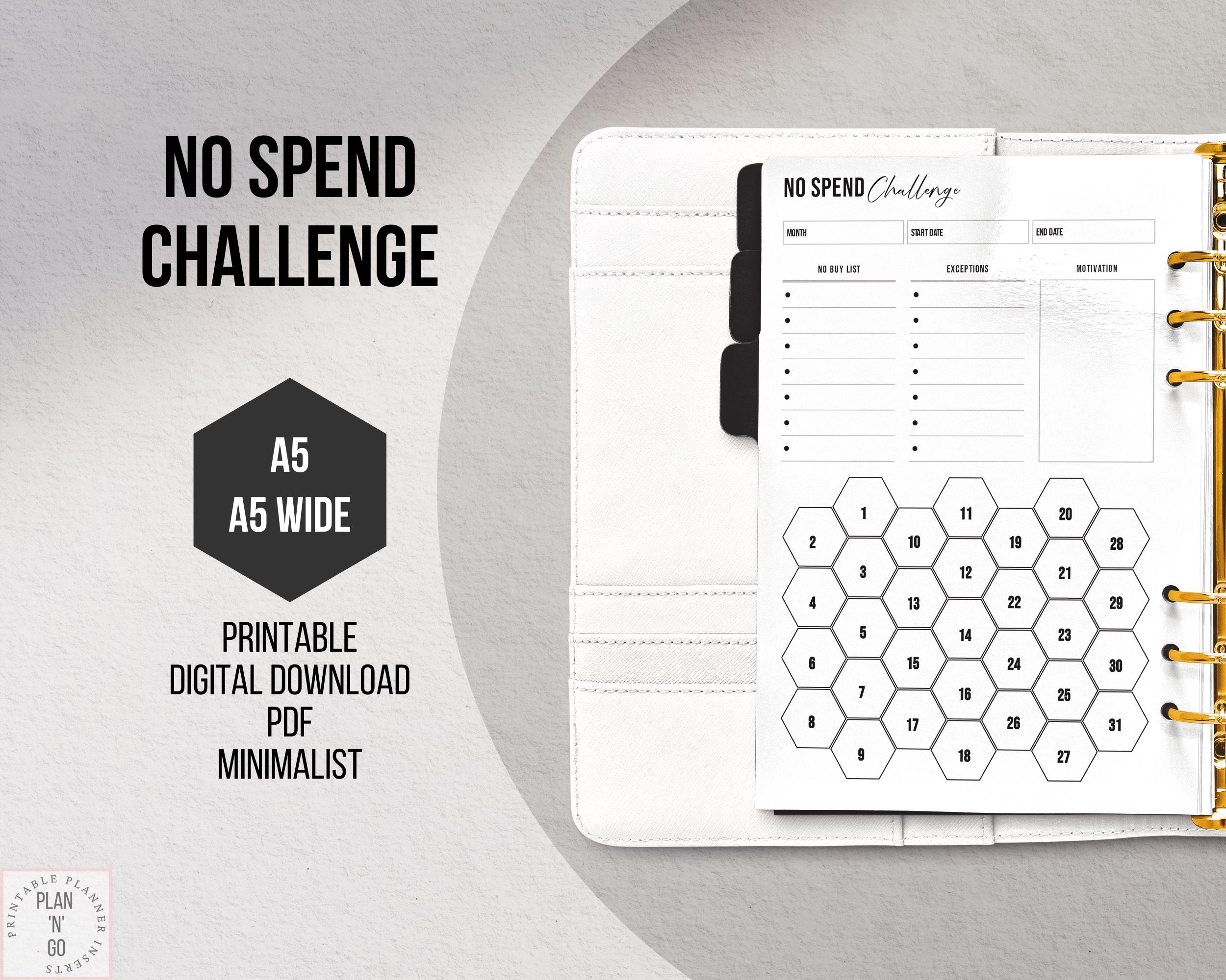 No Spend Challenge Printable, Savings Tracker, Money Saving Challenge ...