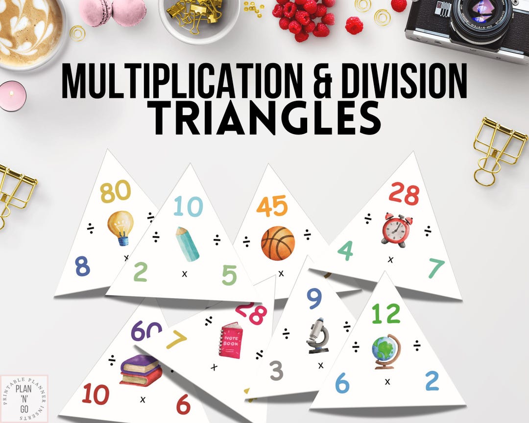 Multiplication and Division Triangle Flash Cards for Children - Etsy UK
