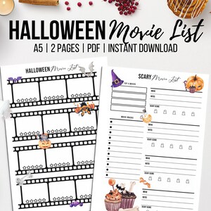 Halloween Movie List Printable Movie Challenge Scary Film - Etsy