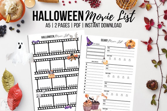 Halloween Movie List Printable Movie Challenge Scary Film - Etsy