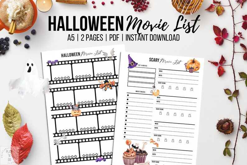 Halloween Movie List Printable Movie Challenge Scary Film - Etsy