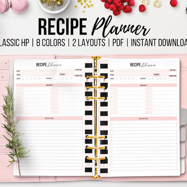 Happy Planner Classic Recipe - Etsy