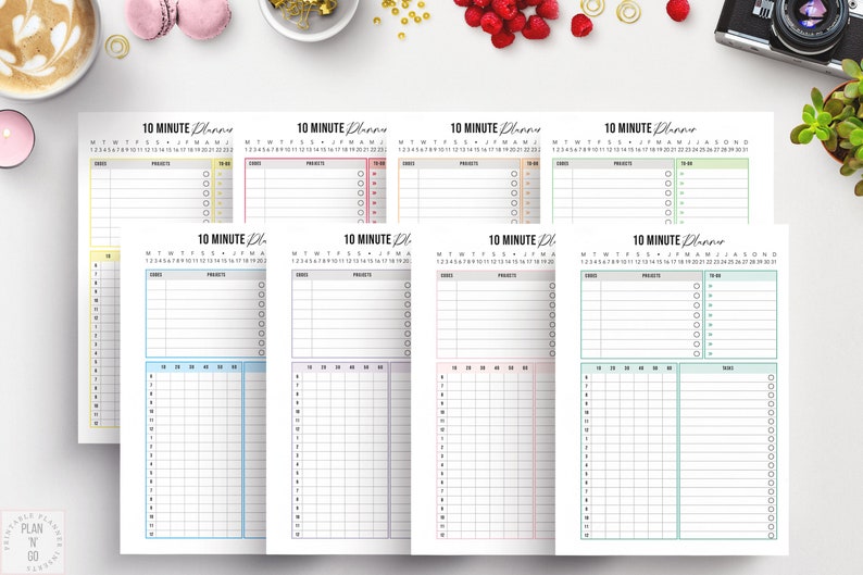 10 Minute Planner, Printable Time Management, Pomodoro Tracker, Study ...
