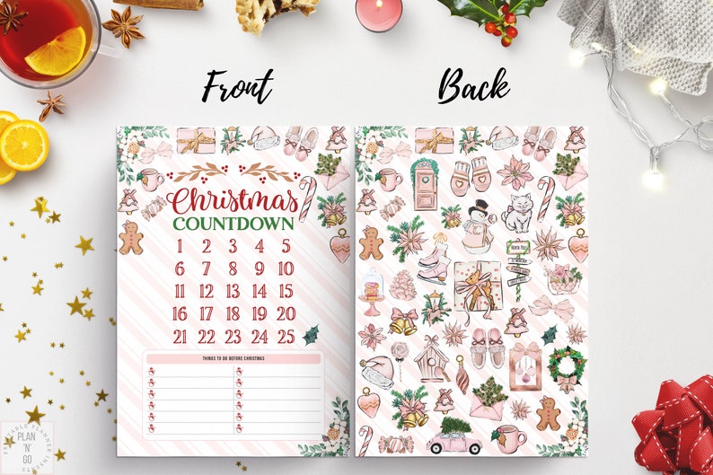 Christmas Countdown Printable Advent Calendar Days Until - Etsy
