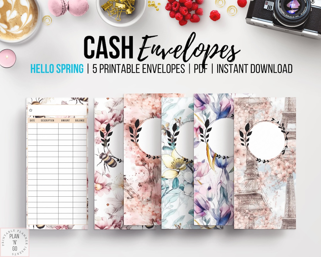 Cash Envelopes, Printable Money Tracker, Hello Spring Theme, Set of 5 ...