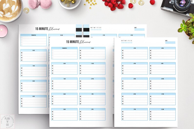 15 Minute Planner, Printable Daily Schedule, Undated Daily Planner ...