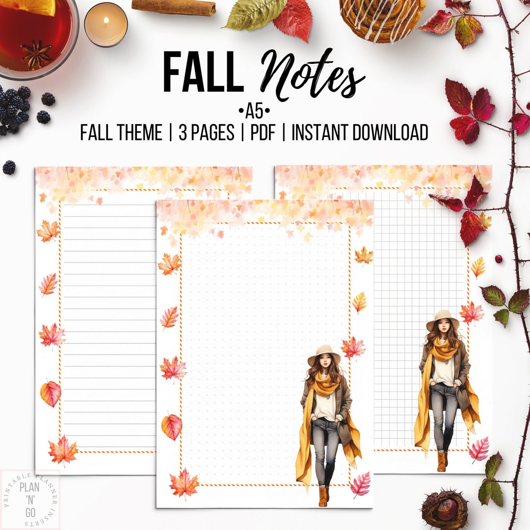 Fall Notes Printable Notes Paper Autumn Themed Writing - Etsy