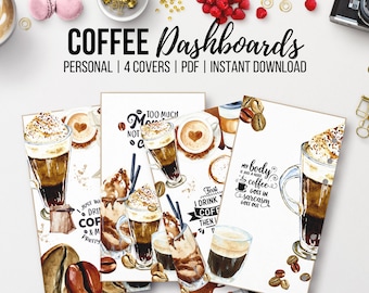 Coffee Planner Dashboard, Printable Planner Cover, Set of 4, Coffee ...