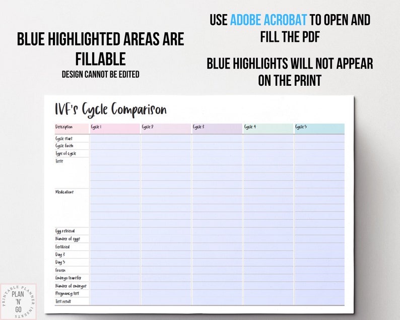 IVF Cycle Tracker, Editable Fertility Planner, Printable IVF Journal ...