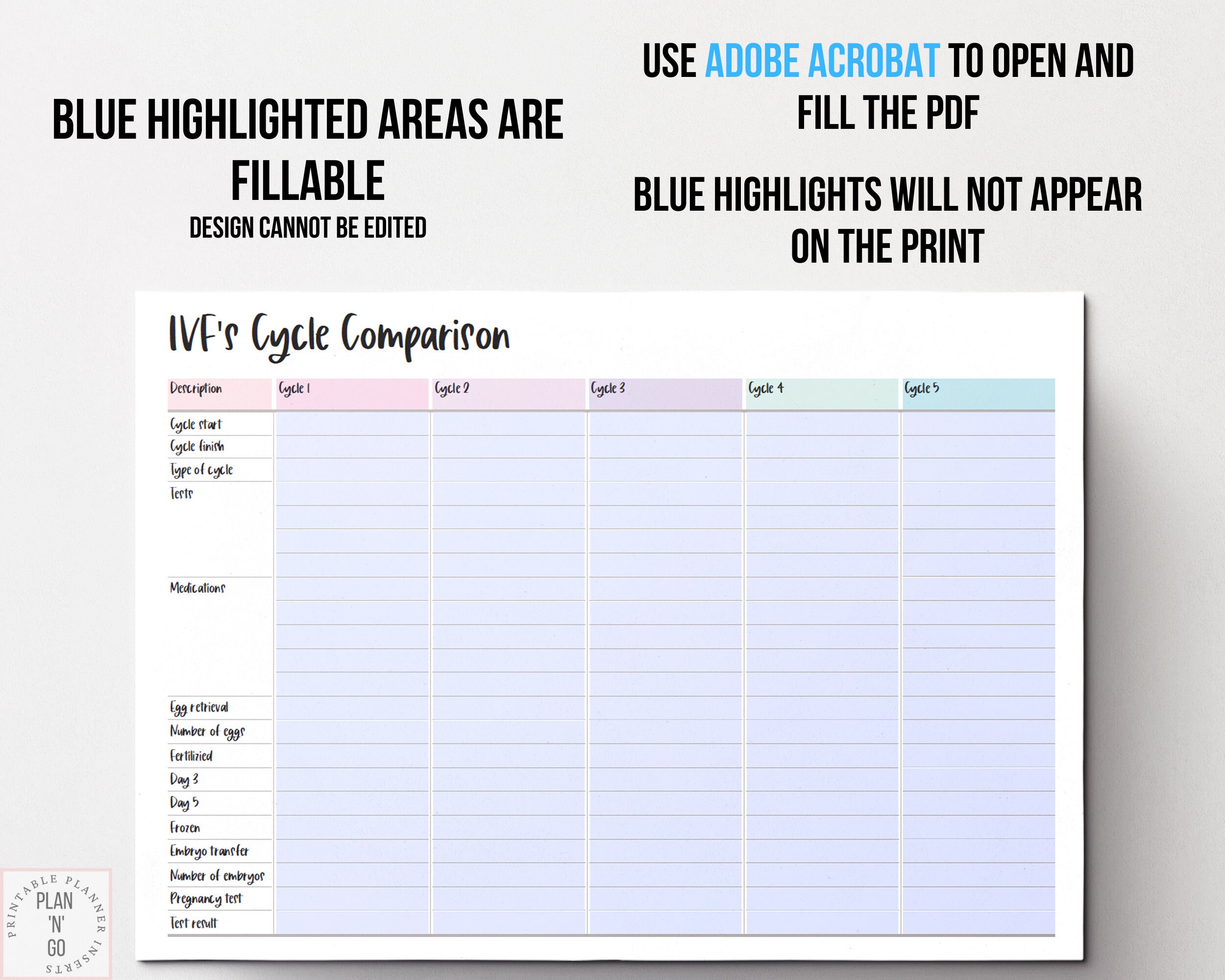 IVF Cycle Tracker, Editable Fertility Planner, Printable IVF Journal ...