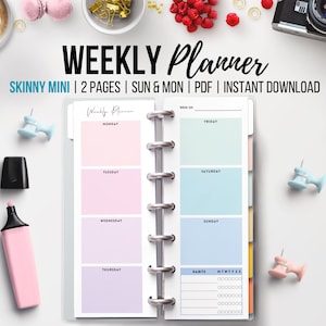 Skinny Mini, Weekly Horizontal Printable, Weekly Undated Planner Insert ...