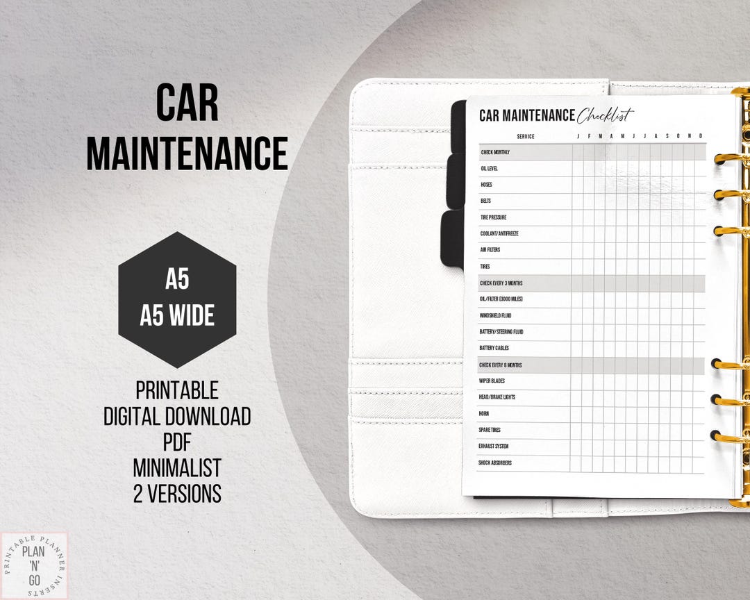 Car Maintenance Log, Maintenance Checklist Printable, Auto Repair ...