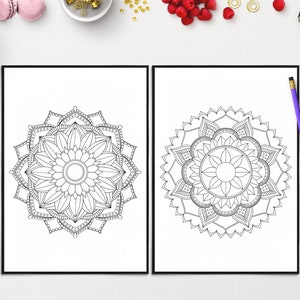 Floral Mandala Coloring Pages Set - Mindful Adult Meditation PDF Bundle ...