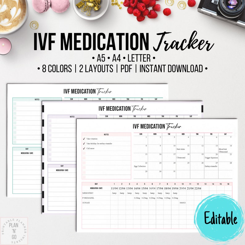 IVF Medication Tracker, Editable IVF Medication Schedule, Printable ...