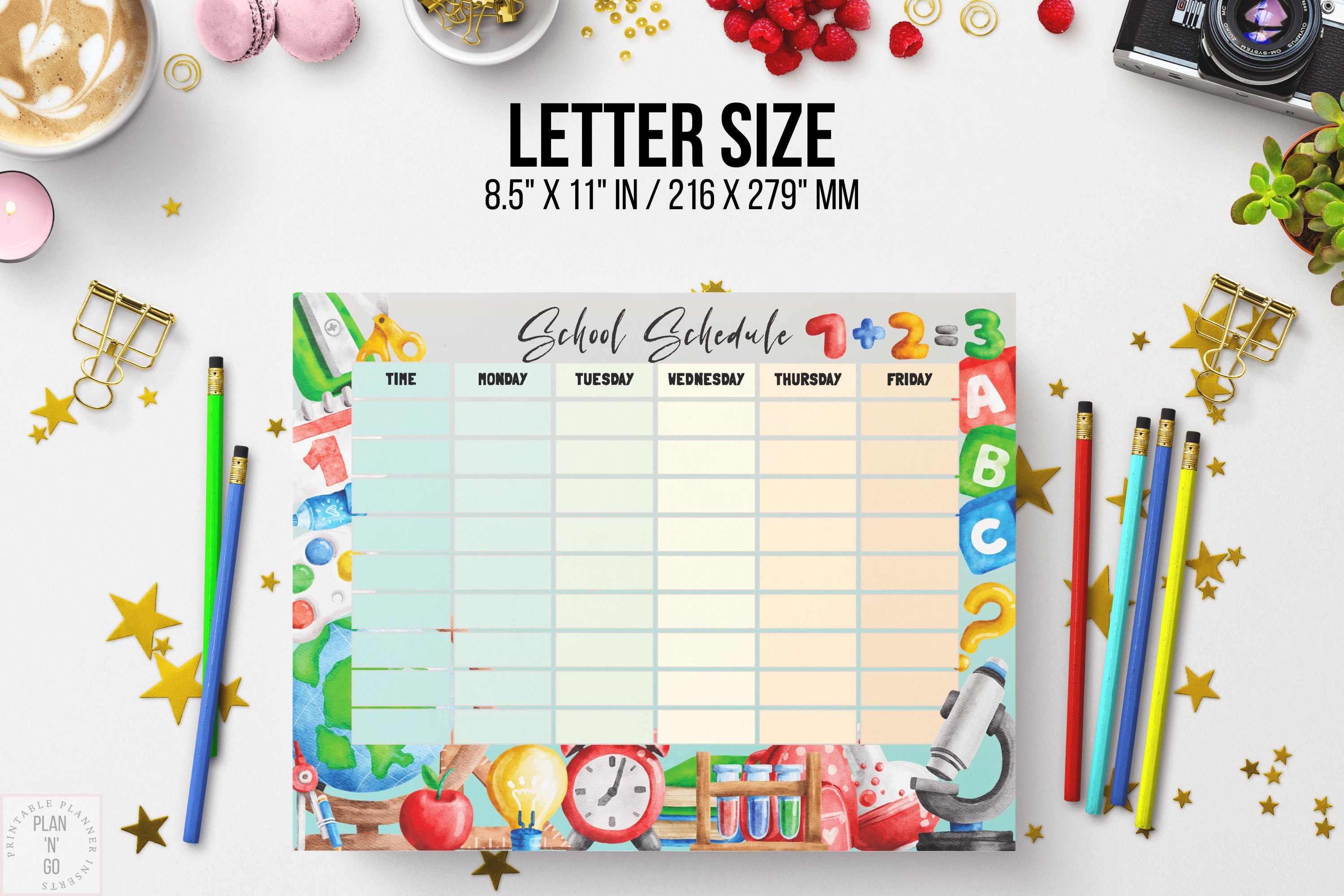 Editable School Schedule for Kids School Supplies Theme - Etsy Australia