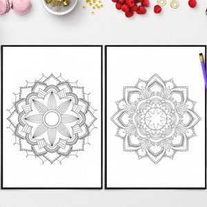 Floral Mandala Coloring Pages Set - Mindful Adult Meditation PDF Bundle ...