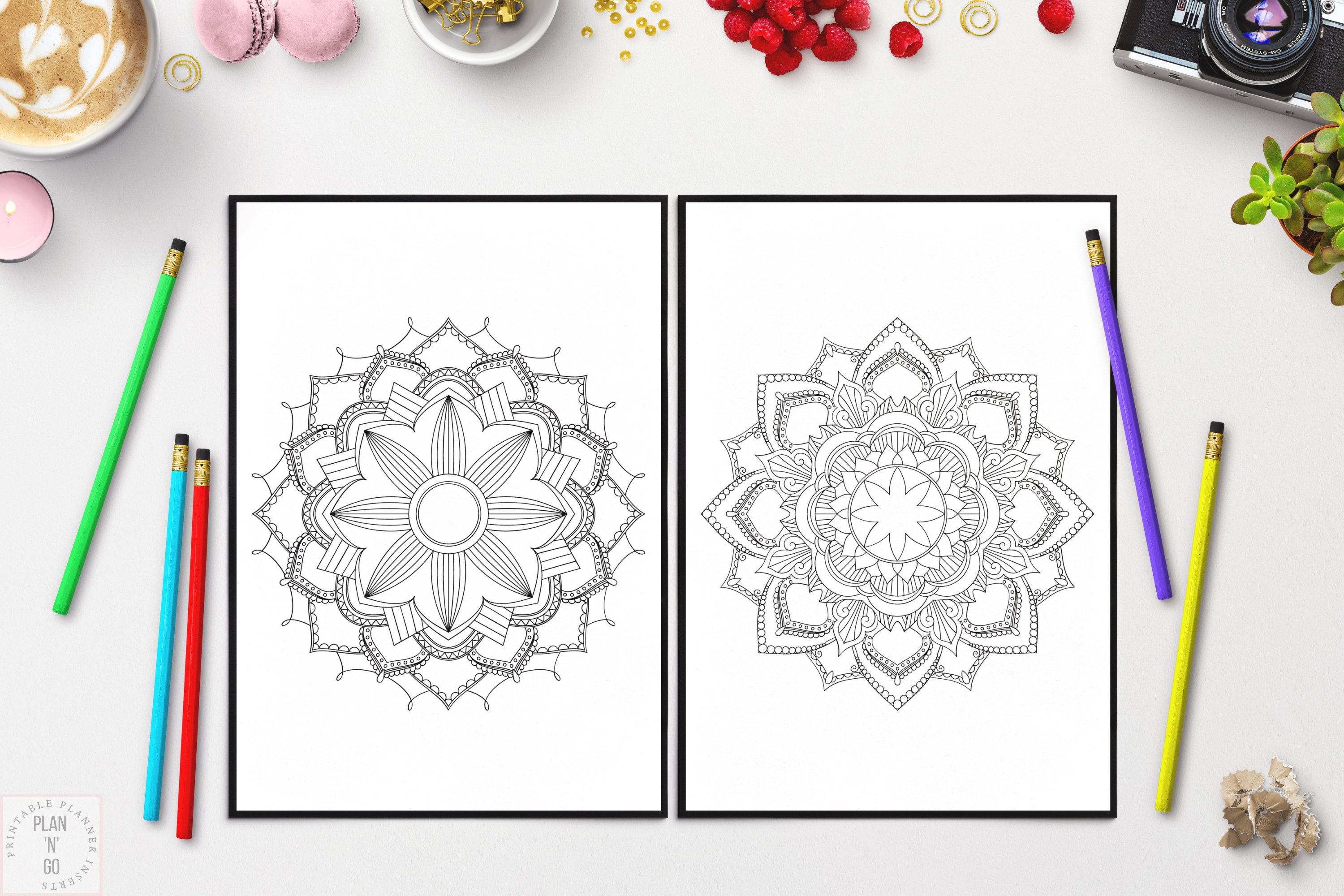 Floral Mandala Coloring Pages Set - Mindful Adult Meditation PDF Bundle ...