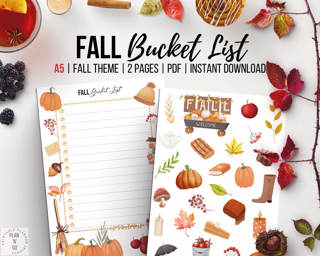 Fall Bucket List, Printable Fall Journal, Autumn Bucket List, Fall ...