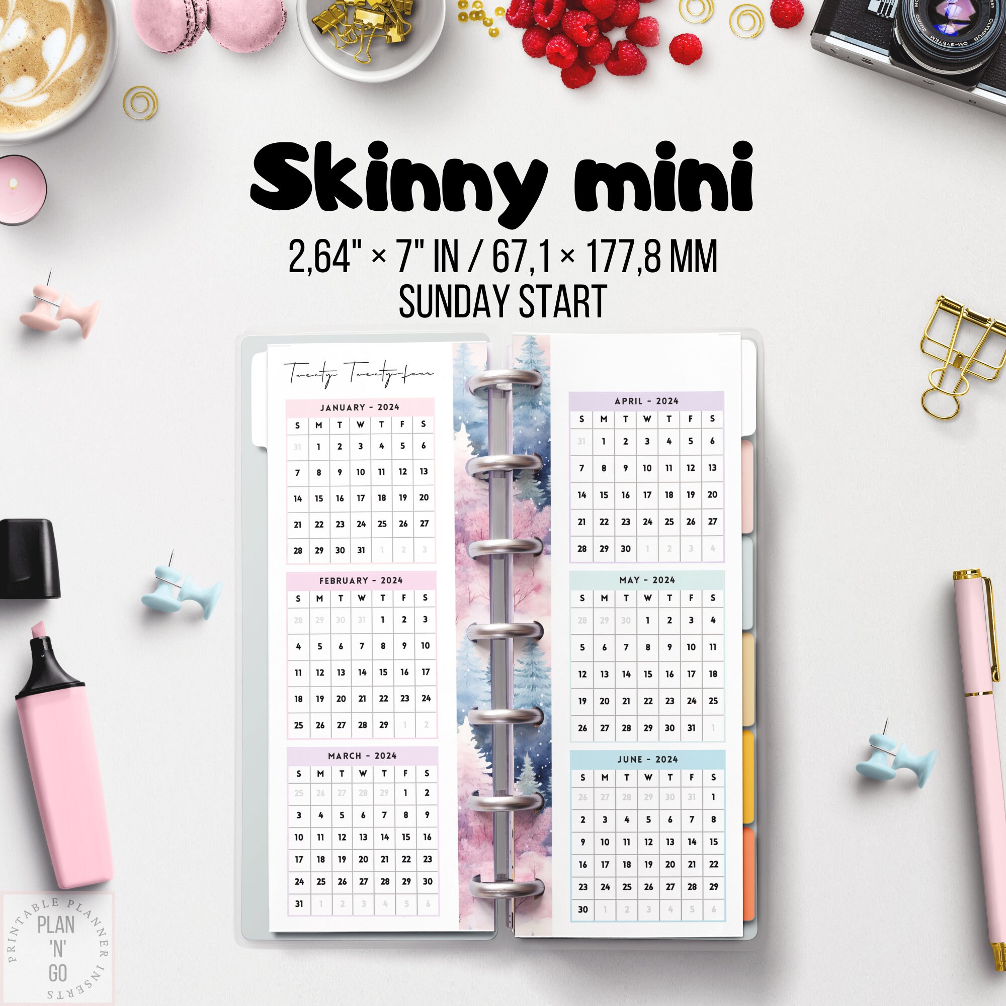 Skinny Mini, 2024 Dated Calendar, Printable Perpetual Calendar, Year at ...