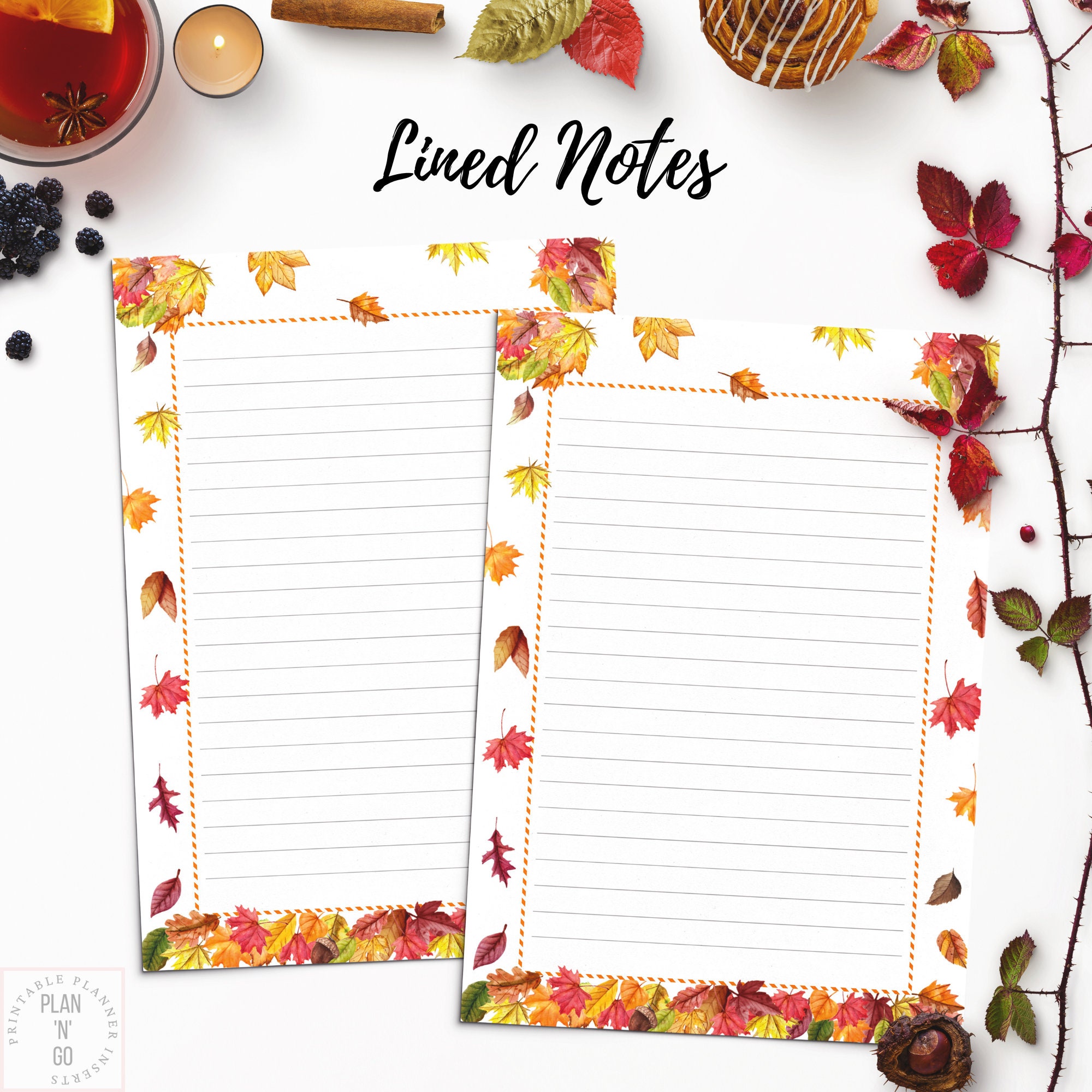 Fall Notes, Printable Notes Paper, Autumn Themed Writing Paper, Grid ...