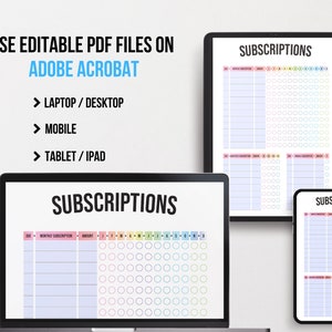 Editable Subscription Tracker, Monthly, Quarterly, Yearly Subscription ...