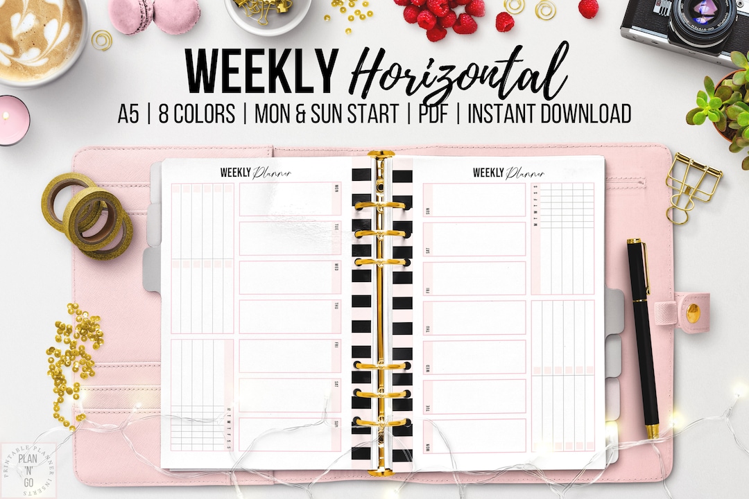 Weekly Horizontal Planner Printable Undated Weekly Planner - Etsy