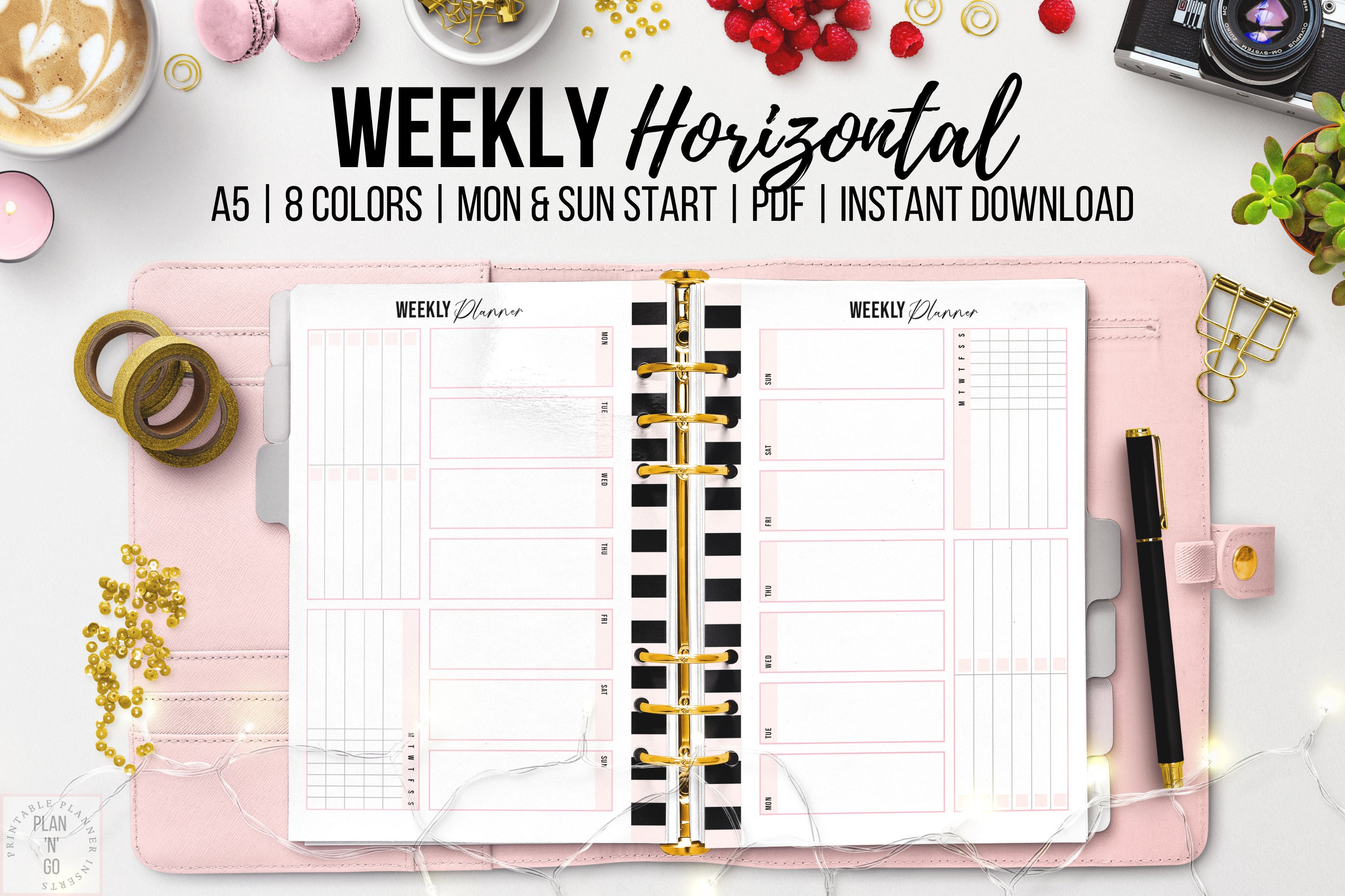 Weekly Horizontal Planner Printable Undated Weekly Planner - Etsy