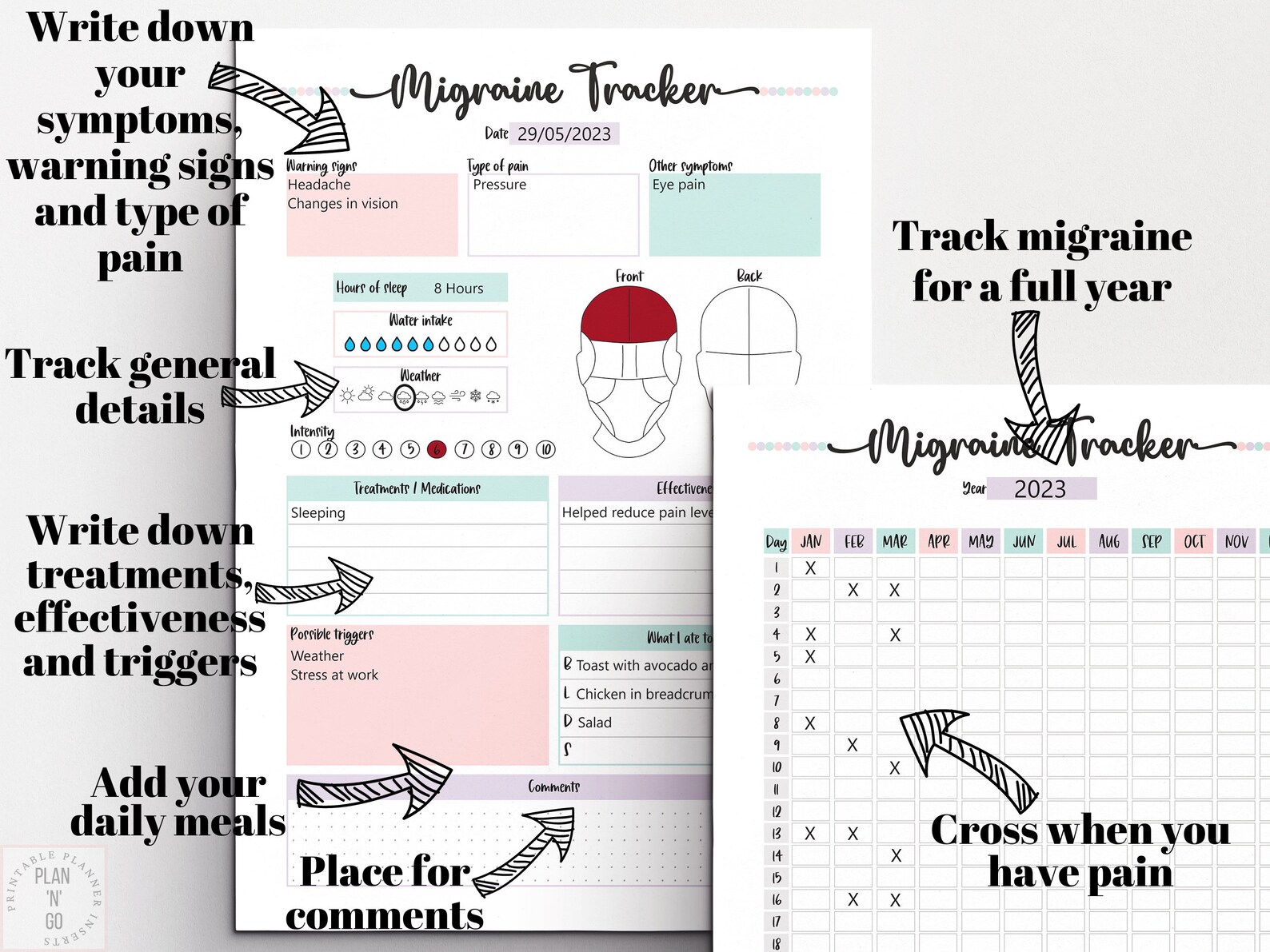 Migraine Tracker Printable Headache Log Pain Symptoms - Etsy